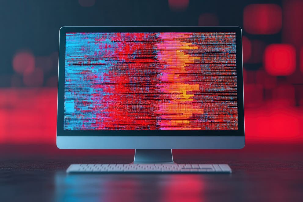 Fractured Digital Screen with Abstract Misinformation Glitch Stock ...