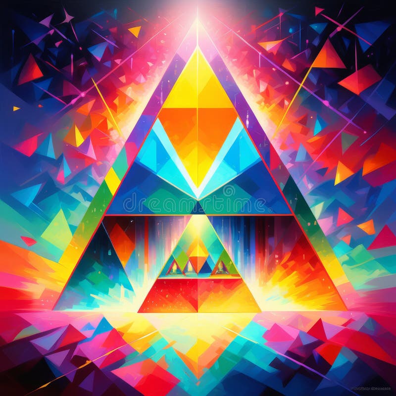 Fractured Dimensions: a Neon Escapade in Tessellating Triangles Stock ...