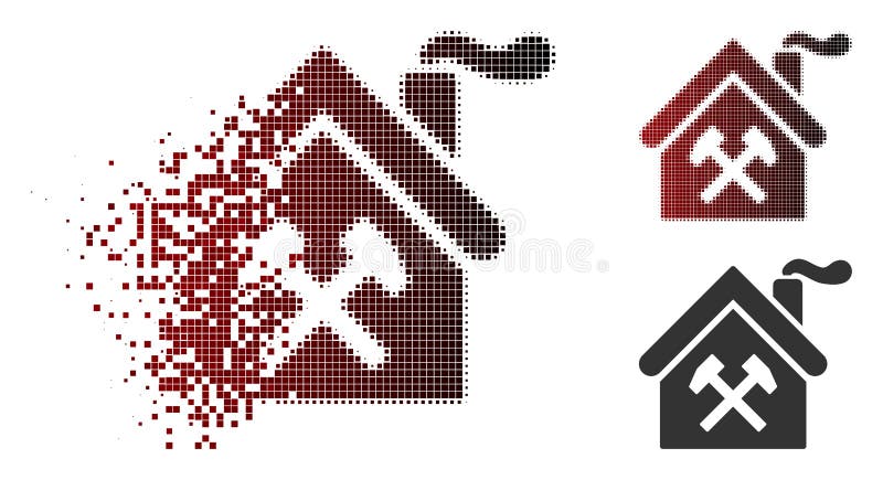 Fractured Dot Halftone Forge Building Icon Stock Vector - Illustration ...