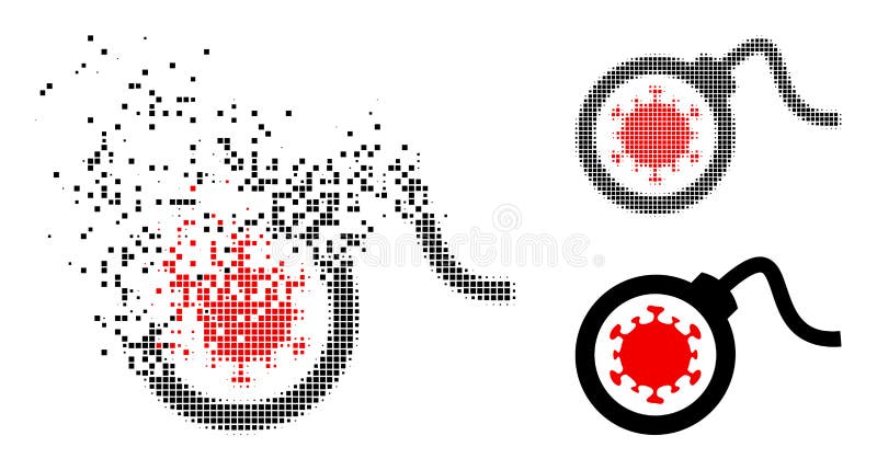 Disintegrating Pixelated and Original Virus Bomb Icon Stock Vector ...