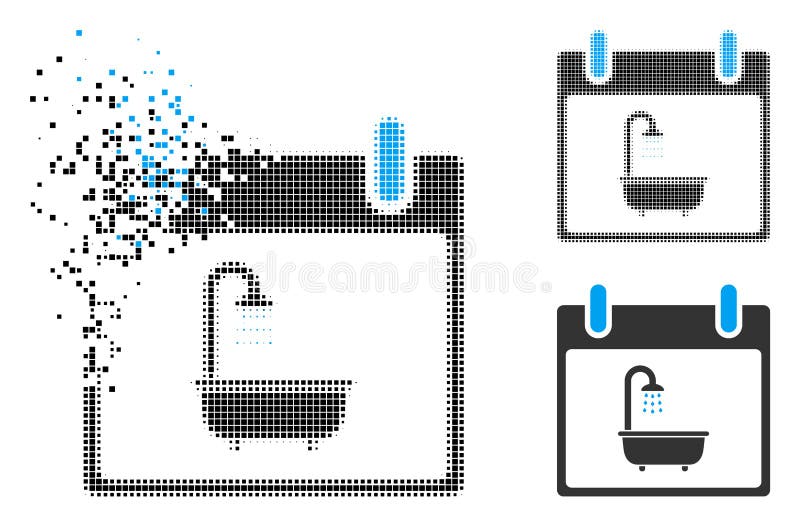 Fractured Dotted Halftone Bath Calendar Day Icon Stock Vector ...