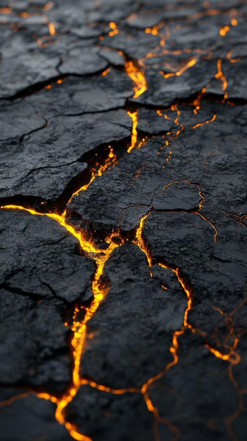 A Fractured Earth Exposing Its Molten Core, Representing Geological ...