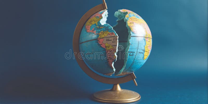 A Fractured Earth Split in Two, Symbolizing Global Trade Barriers ...