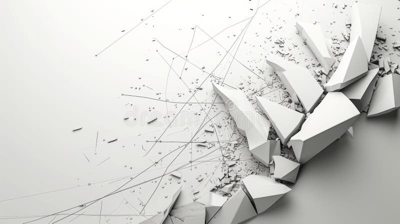 Fractured Geometry in Minimalist 3D Render Stock Illustration ...