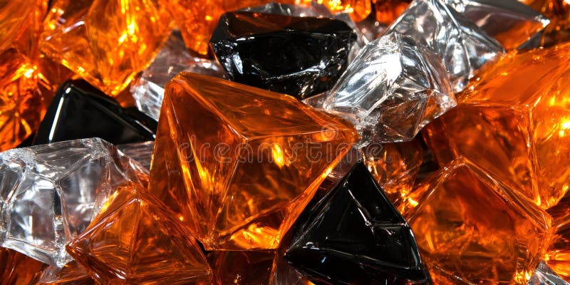 Fractured Glass Composition Featuring Translucent Orange, Black ...