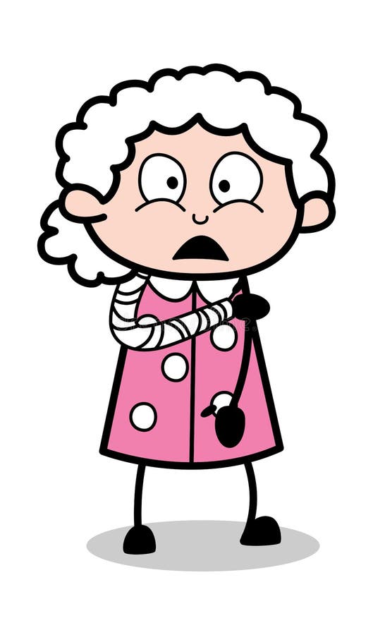 Fractured Hand - Old Cartoon Granny Vector Illustration Stock ...