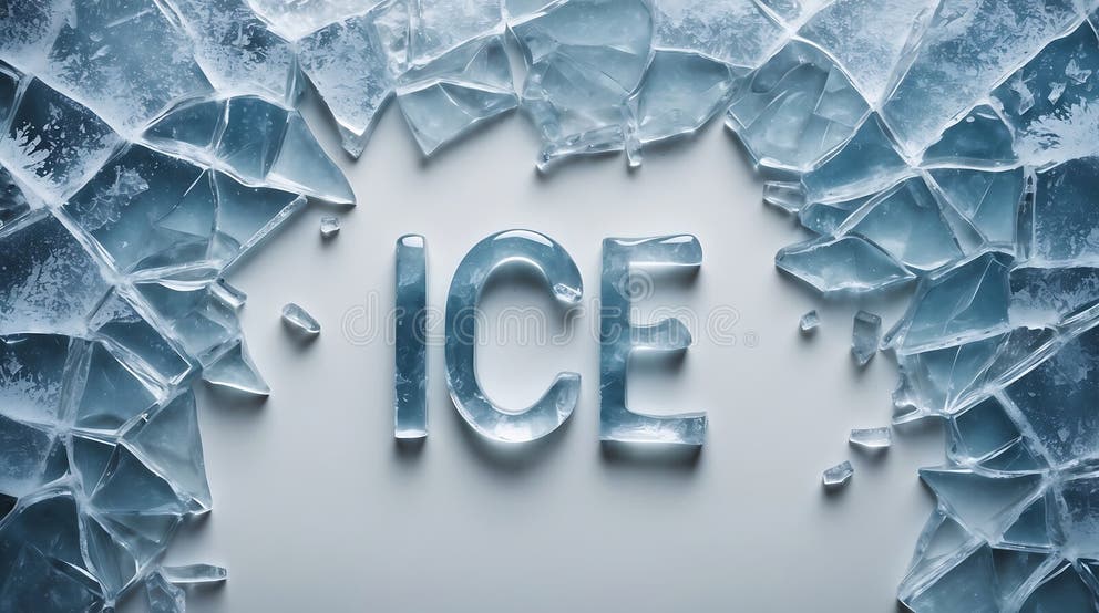 Fractured Ice Forms the Word Ice Surrounded by Sharp Shards on a ...