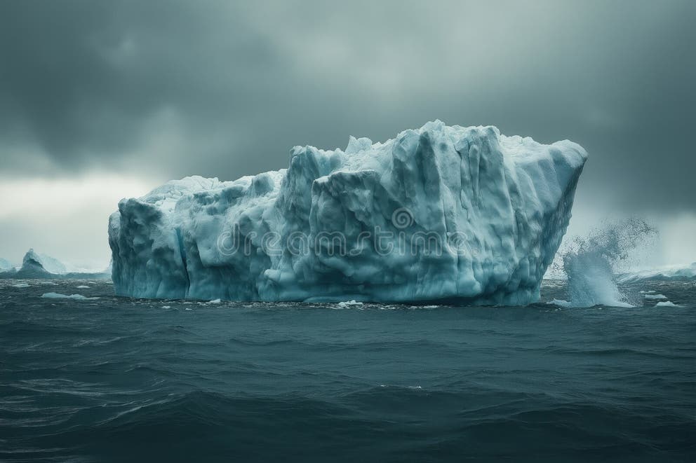 Massive Iceberg Cracking and Splintering, Chunks Tumbling into Dark ...