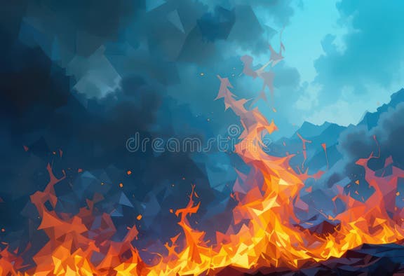 Fractured Inferno Low Poly Render Stock Illustrations – 2 Fractured ...