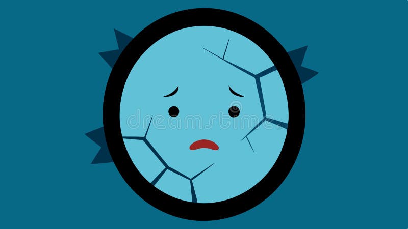 Fractured Mirror a Cracked Mirror Reflecting a Sad Face Symbolizing How ...