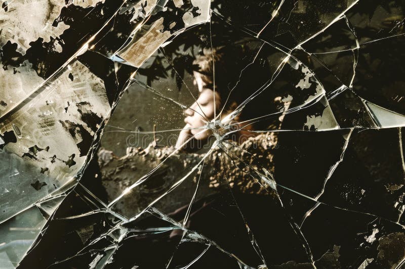 A Fractured Mirror Reflecting Inner Turmoil Stock Illustration ...