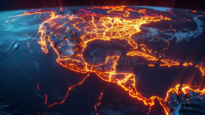 Fractured North America with Glowing Cracks, Visualizing Tectonic ...
