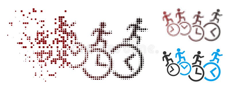 Fractured Pixel Halftone Men Running Over Clocks Icon Stock Vector ... Fractured Pixel Halftone Men Running Over Clocks Icon Stock Vector ...
