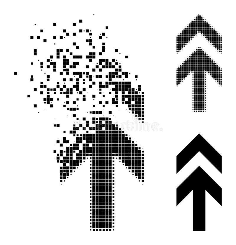 Fragmented and Halftone Dotted Arrow Up Icon Stock Vector - Illustration of send, increase ...