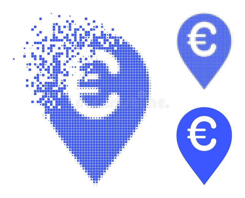Fractured Pixelated Euro Map Marker Glyph with Halftone Version Stock ... Fractured Pixelated Euro Map Marker Glyph with Halftone Version Stock ...