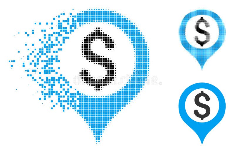 Fractured Pixelated Halftone Bank Map Marker Icon Stock Vector ...