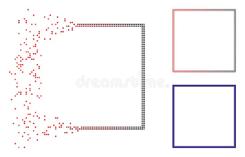 Fractured Pixelated Halftone Double Square Frame Icon Stock Vector ...