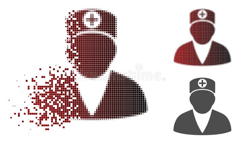 Fractured Pixelated Halftone Medic Person Icon Stock Vector ...