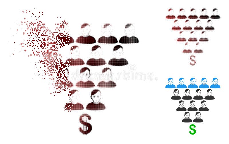 Fractured Pixelated Halftone Ponzi Pyramid Scheme Icon with Face Stock ...