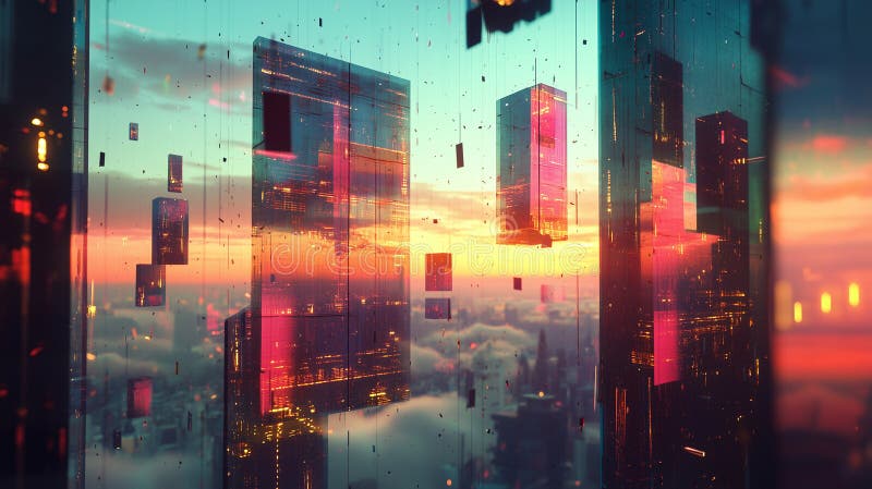 Fractured Reality in a Digital Skyline with Floating Structures at ...