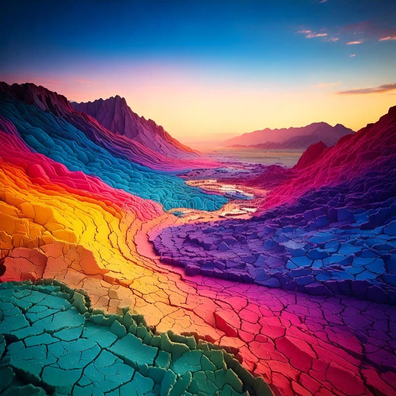 Fractured Spectrum: a Cracked Rainbow of Colorâ€ a Bold, Abstract ...