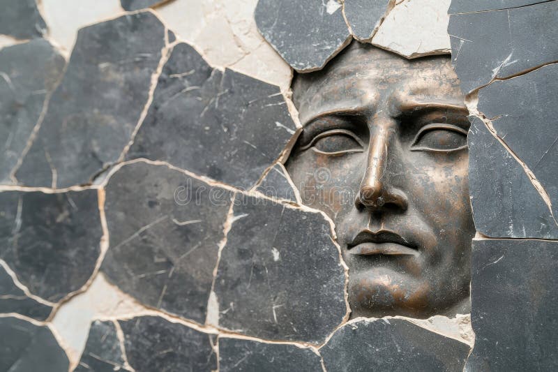 Fractured Stone Face Sculpture Stock Illustration - Illustration of ...