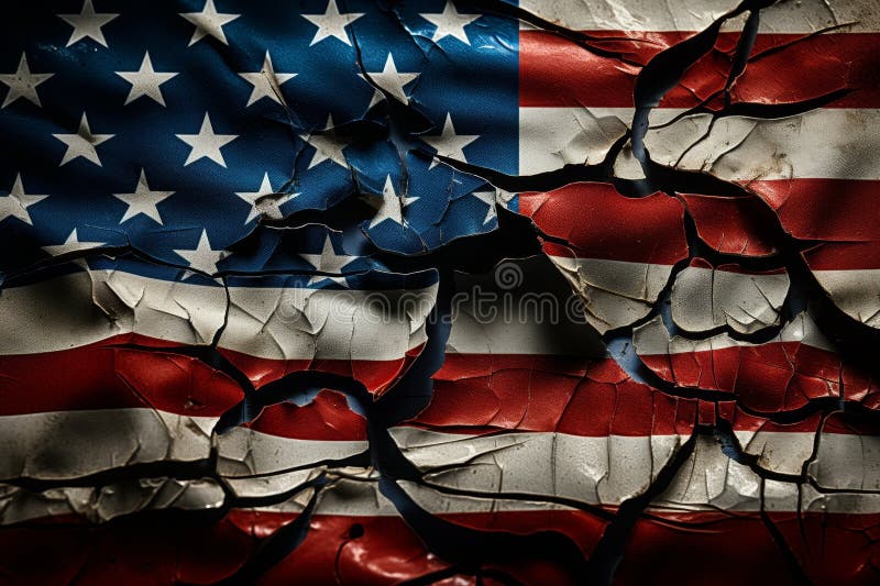 Fractured Usa Flag Symbolizes Division, Decline, Reflecting Fragmented ...