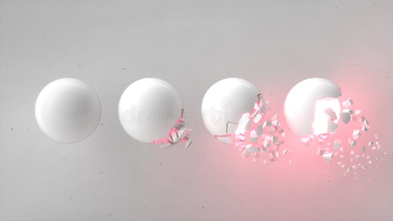 Fractured White Sphere with Red Glow Stock Illustration - Illustration ...