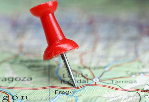 Fraga, Spain pin on map editorial stock image. Image of country - 346781659