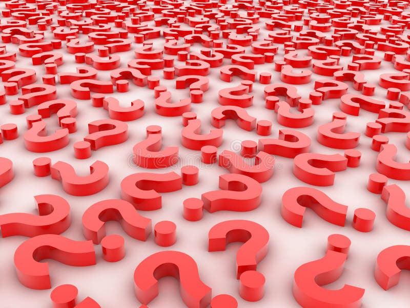 Zu Viele Fragen, Nur Ein Rot! Wiedergabe 3d! Auf Stock Abbildung ...