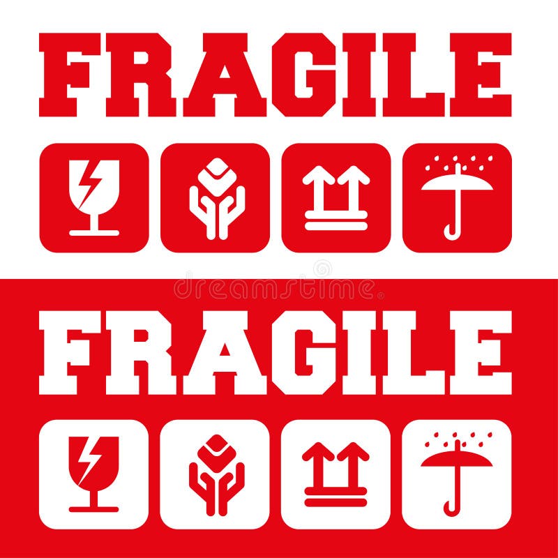 Fragile Icon Packaging Shipping Handle White Care Vector Stock Vector ...
