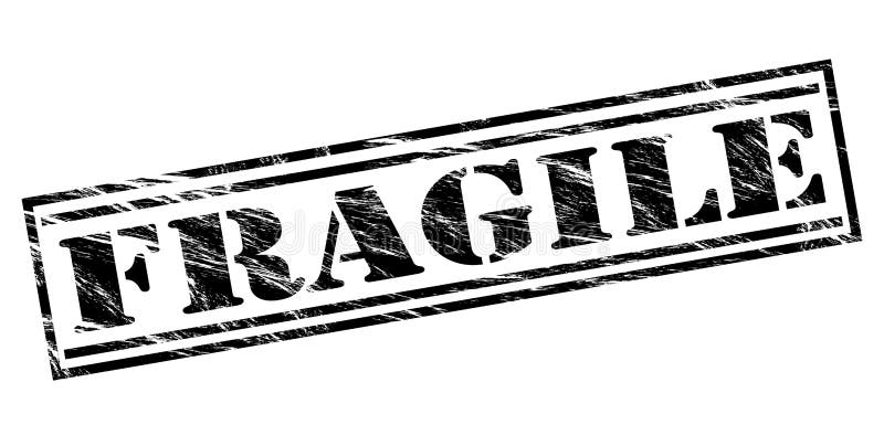 Fragile Label In Black Isolated Stock Vector - Illustration of glass ...