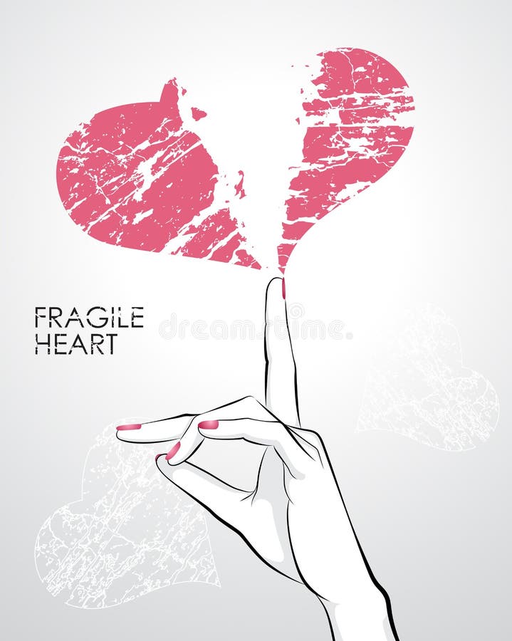 Fragile broken heart stock vector. Illustration of break - 63752709
