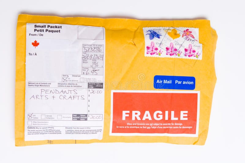 Fragile Canadian Airmail Mailer Package Customs Editorial Stock Image ...