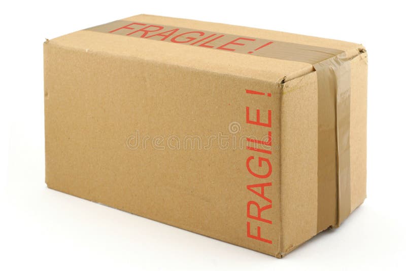 Crushed Box with Fragile Tape Stock Photo - Image of deliver, delivery ...