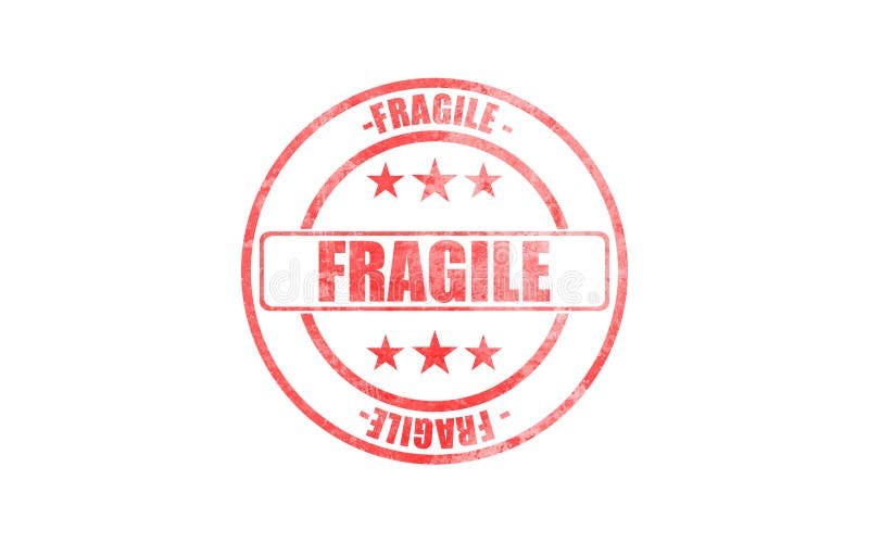 FRAGILE, CAUTION Stamp Isolated on White Background Stock Illustration ...