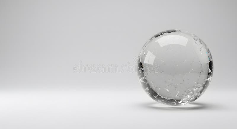 Fragile Cracked Glass Sphere on a Minimalist Background Stock ...