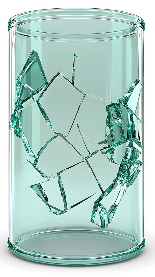 Fragile Glass Cylinder with Shattered Interior Stock Photo - Image of ...