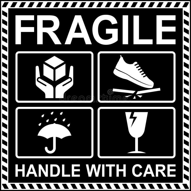 Fragile Handle with Care Shipping Label Vector, Packaging Signage and ...