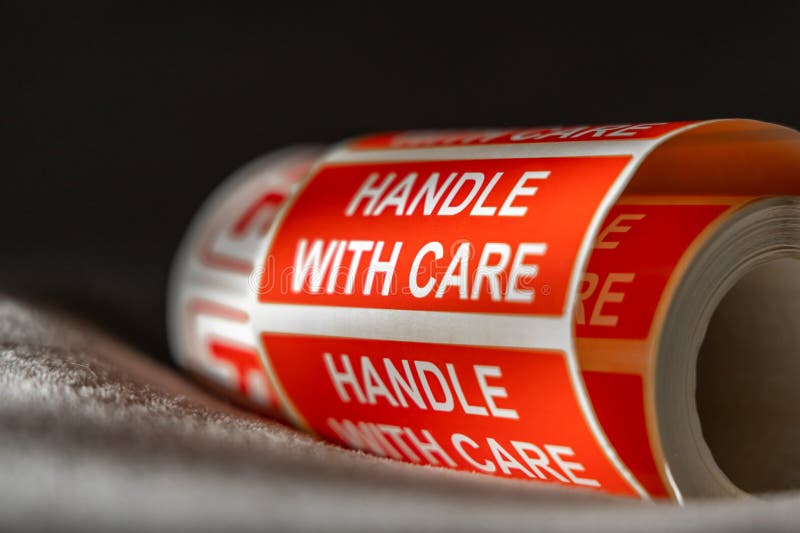 Fragile Handle with Care Sticker Rolls Stock Image - Image of print ...