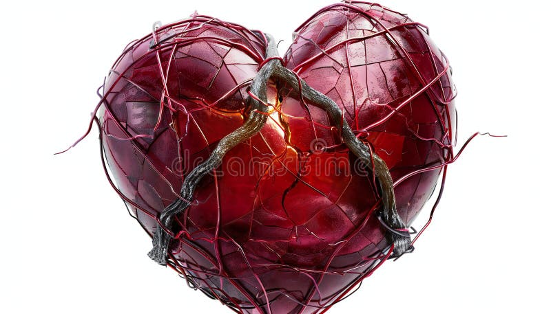 A Fragile Heart, Scarred but Enduring Stock Illustration - Illustration ...