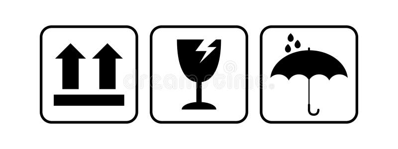 Fragile Icon, Handle with Care Icon, Warning Symbol, Beware of Breakage ...