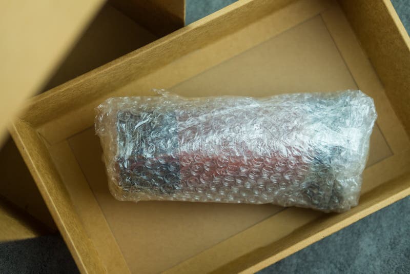 Fragile Item Wrapped in Bubble Wrap Stock Photo - Image of cargo ...