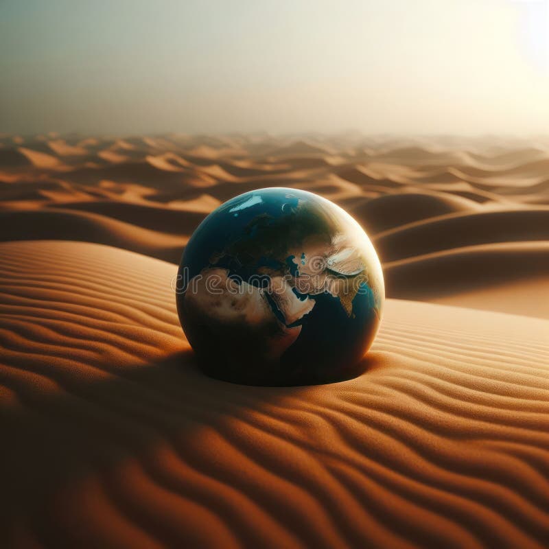 A Fragile Model of the Planet Earth Lying in the Sand in the Desert ...