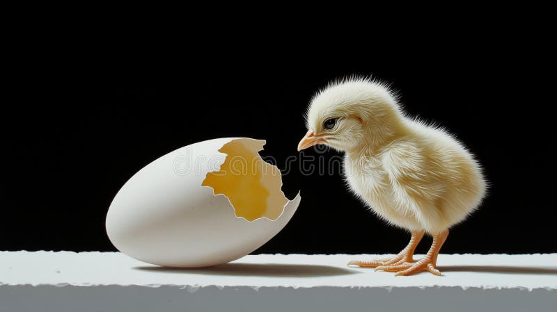 The Fragile Moment of a Newly Hatched Chick Breaking Free from Its ...