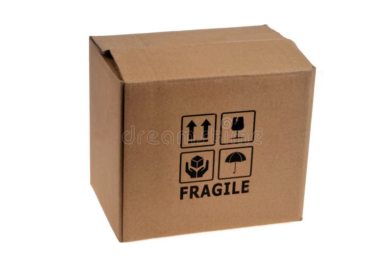 Fragile Packaging Cardboard Isolated on White Background Stock Photo ...