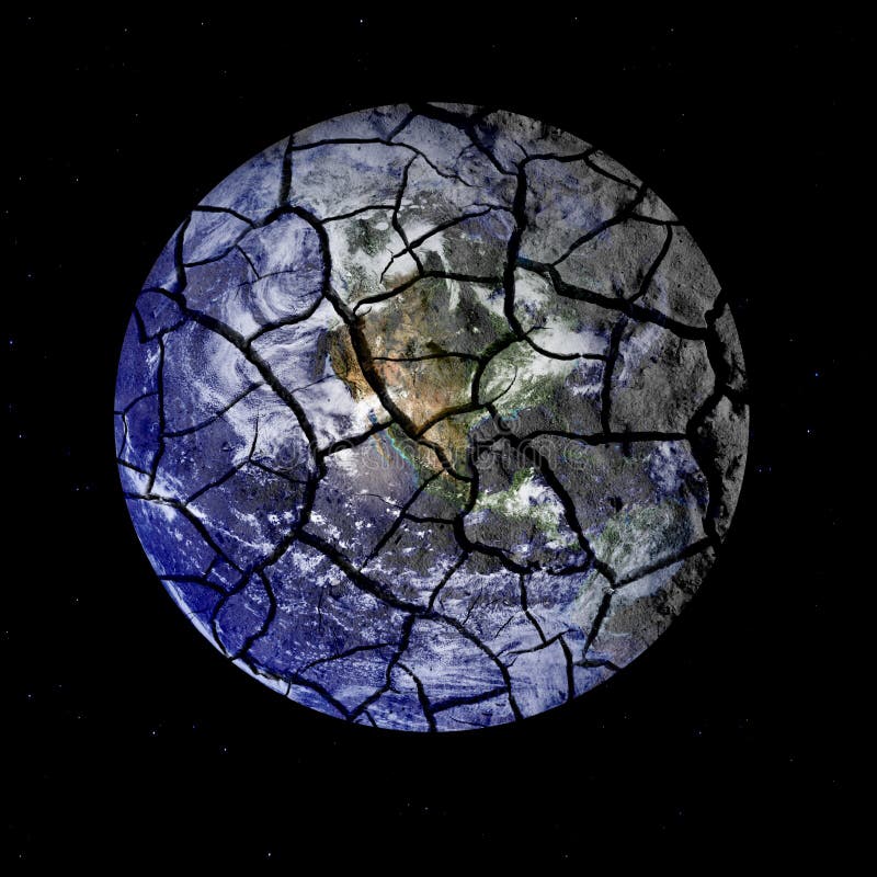 Fragile Planet Earth Cracking Apart in Outer Space Stock Illustration ...