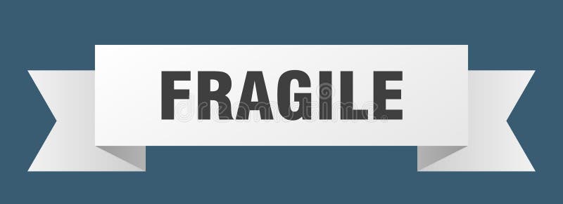 Fragile ribbon. stock vector. Illustration of label - 153651953