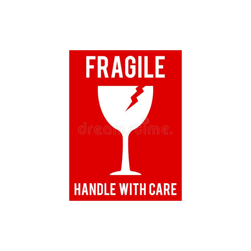 Fragile Sign Vector Label Design Template. Stock Vector - Illustration ...