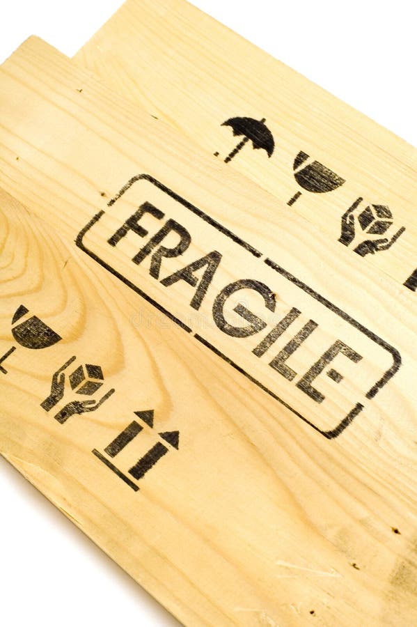 Fragile sign on wood box stock image. Image of move, texture - 4894871